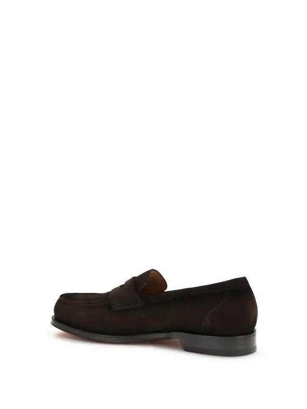 Santoni Suede Apron Loafers - Brown