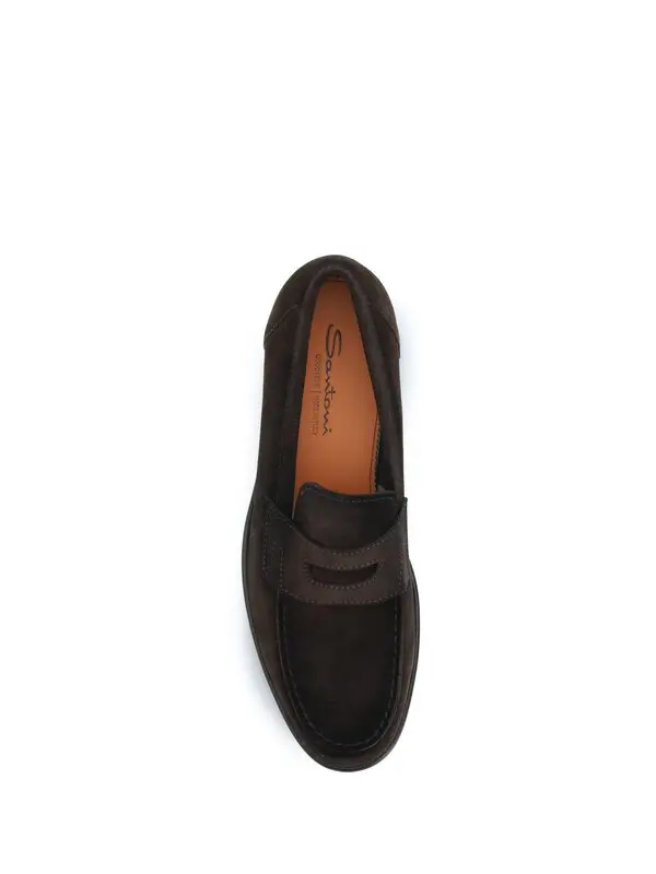 Santoni Suede Apron Loafers - Brown