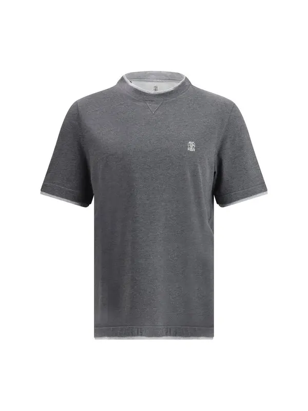 Brunello Cucinelli T-shirt In Cotton With A Logo - Gray
