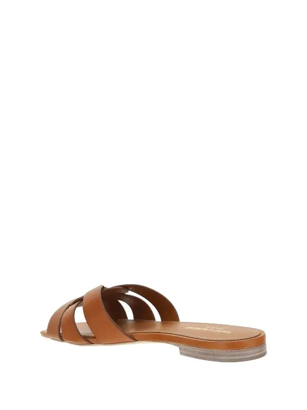 Saint Laurent Woven Leather Square Toe Flat Sandals