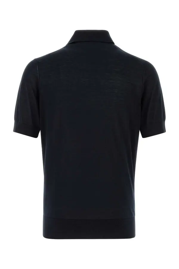 Brunello Cucinelli Midnight Silk Blend Polo Shir