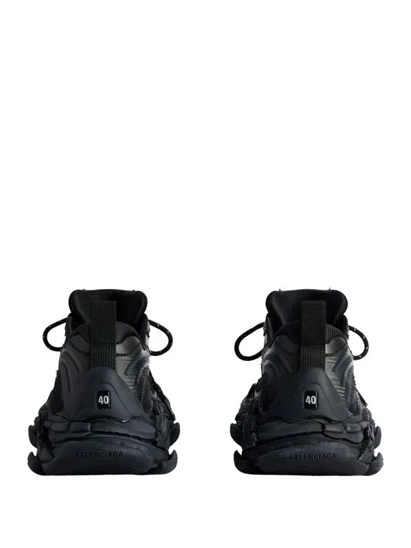 Balenciaga Triple S Sneakers In Mesh With Distressed Effect - Black