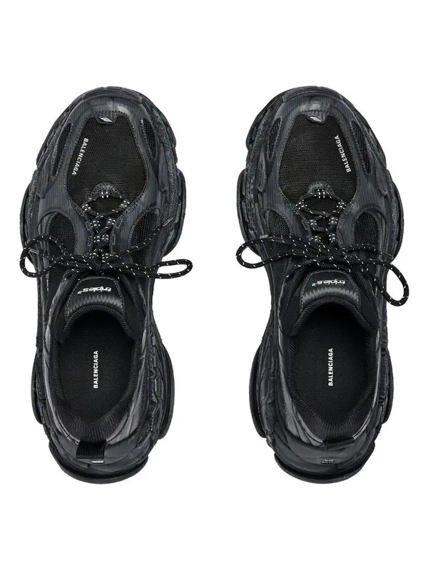 Balenciaga Triple S Sneakers In Mesh With Distressed Effect - Black