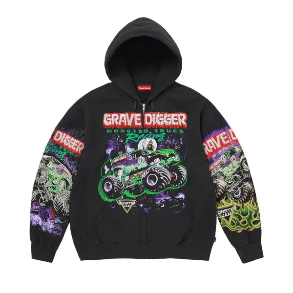 Supreme Monster Jam Grave Digger Zip Up Hooded Sweatshirt
