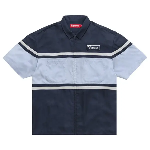 Supreme Zip Up Short-sleeve Shirt - Blue