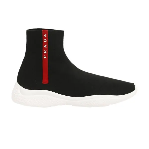 Prada Logo Sock Knit High White - Black