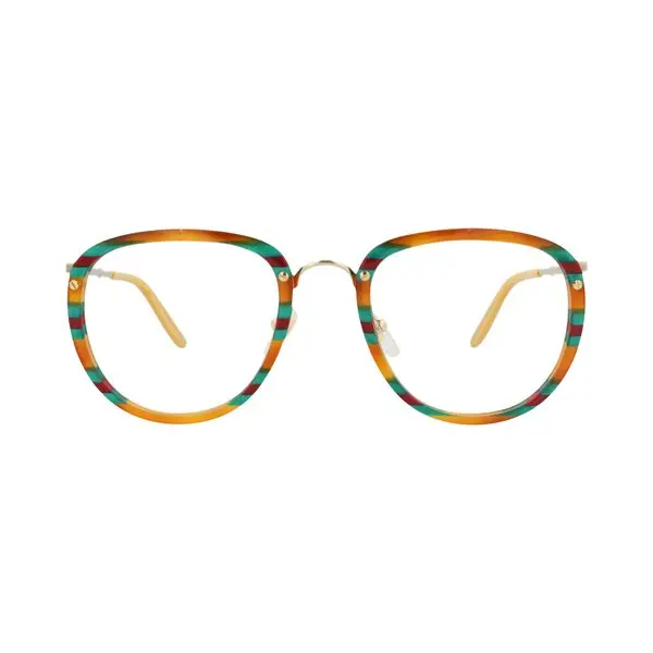 Gucci Square-frame Acetate Optical Frames 'havana/gold/transparent - Brown