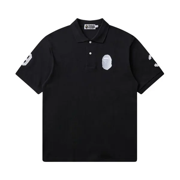 A BATHING APE Large Ape Head Relaxed Fit Polo - Black
