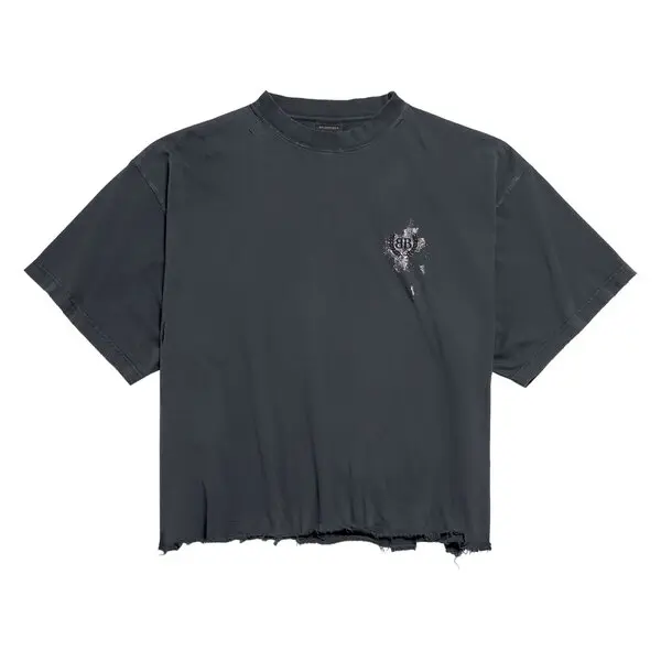 Balenciaga Nail Polish Cropped T-shirt 'faded Washed - Black