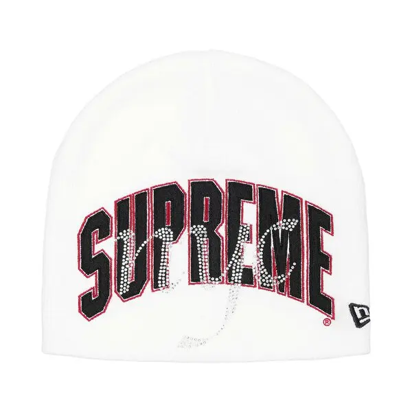 Supreme New Era Rhinestone Beanie - White