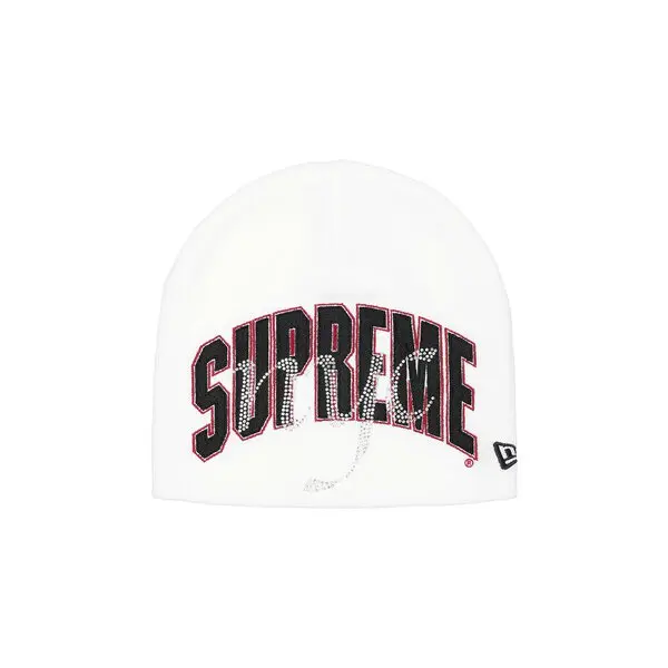 Supreme New Era Rhinestone Beanie - White