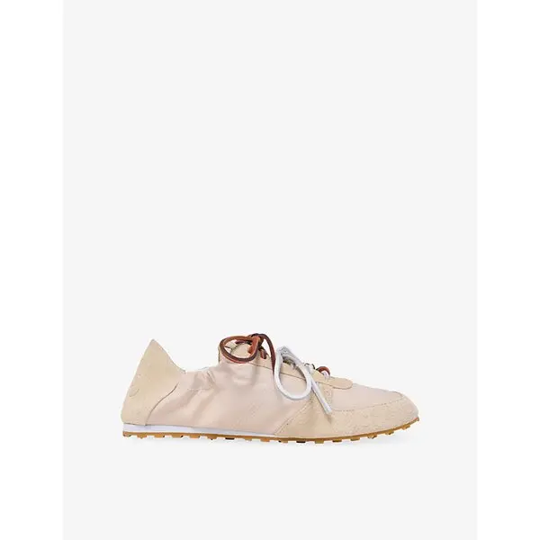 Maje Multi-lace Leather And Woven Trainers - White
