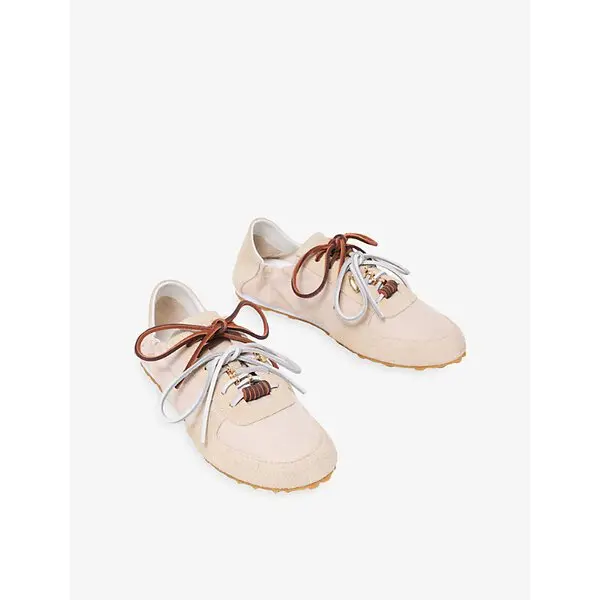 Maje Multi-lace Leather And Woven Trainers