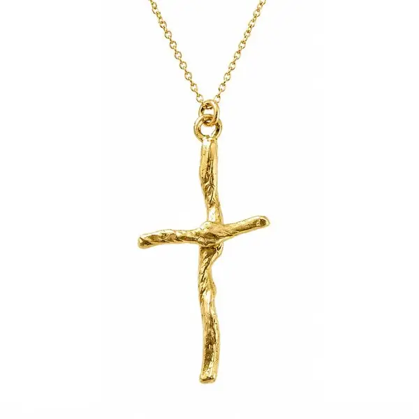 MOTHER NATURE JEWELRY Handmade Olive Branch Cross Pendant Necklace - Gold
