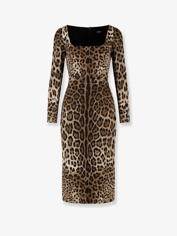 Dolce & Gabbana Midi Dress With Animal Print - Multicolor