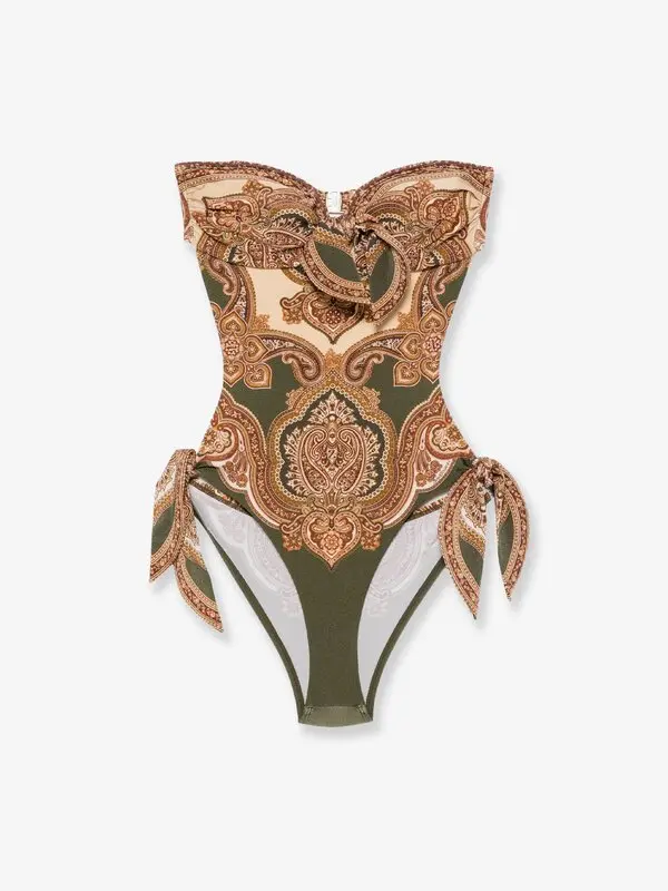 Zimmermann Mahon Paisley Print Bandeau One-piece Swimsuit - Multicolor