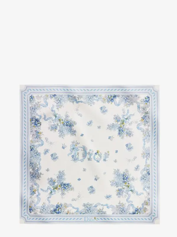 Dior Silk Foulard With Lilac Bouquet Print - Multicolor