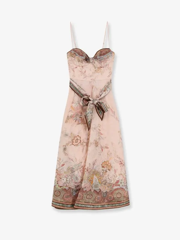 Zimmermann Alchemy Silk And Linen Blend Midi Dress - Multicolor