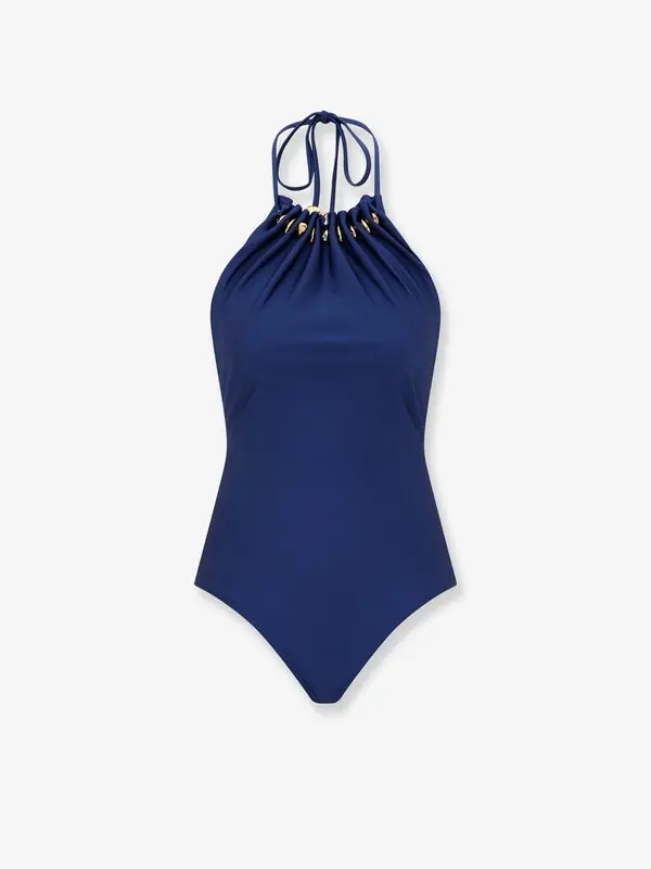 Zimmermann Aster One-piece Swimsuit In Shiny Nylon With Bead Detail - Multicolor
