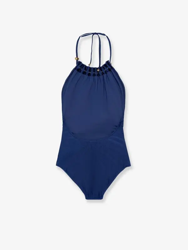 Zimmermann Aster One-piece Swimsuit With Beaded Halter Neck - Multicolor