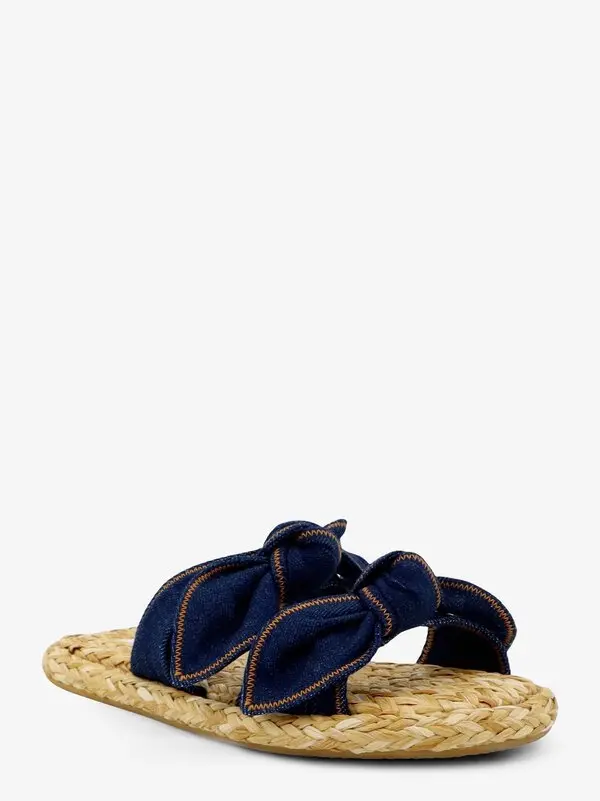 Zimmermann Raffia And Denim Sandals With Bow Detail