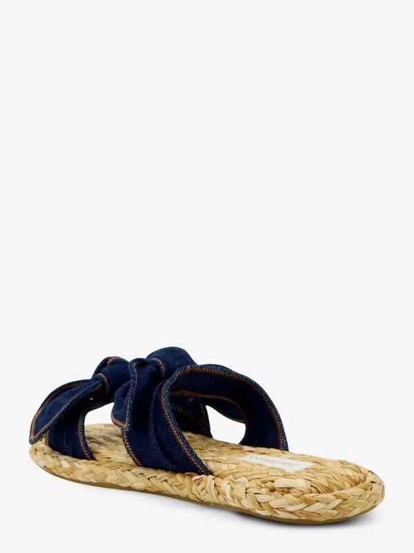 Zimmermann Raffia And Denim Sandals With Bow Detail