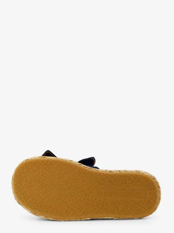 Zimmermann Raffia And Denim Sandals With Bow Detail