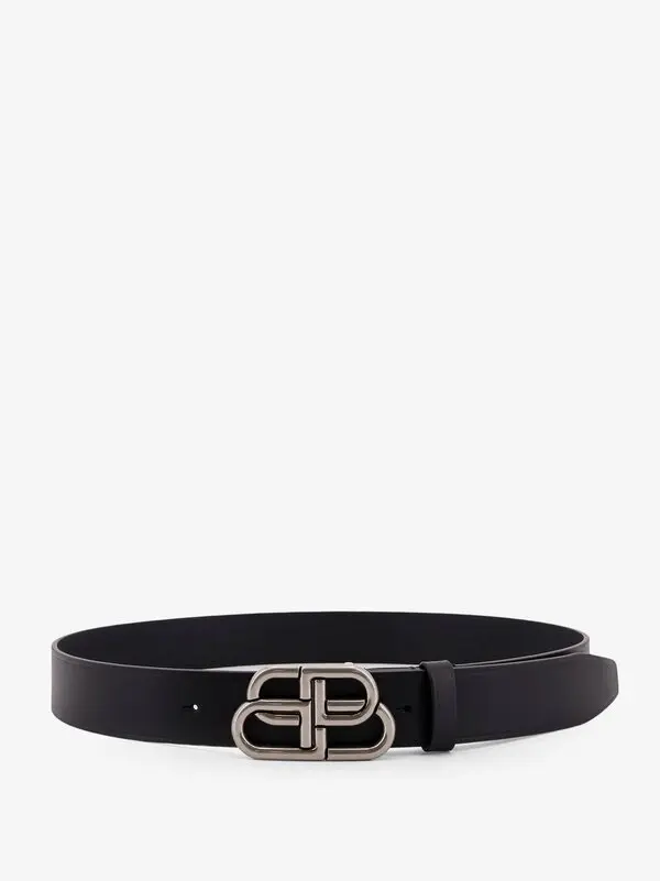 Balenciaga Bb Large Leather Belt - Black