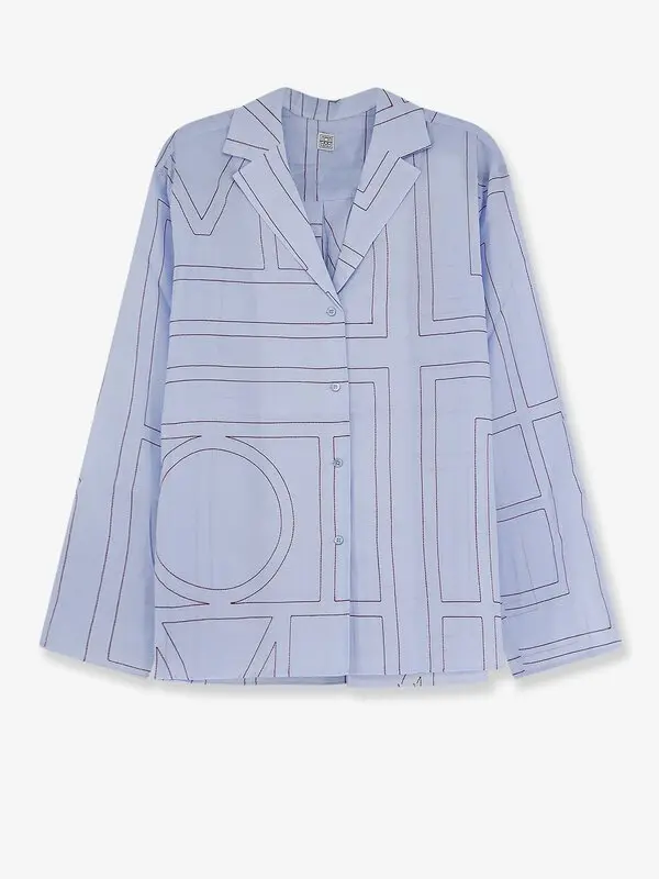 TOTEME Pajamas Cotton Blend Shirt - Blue