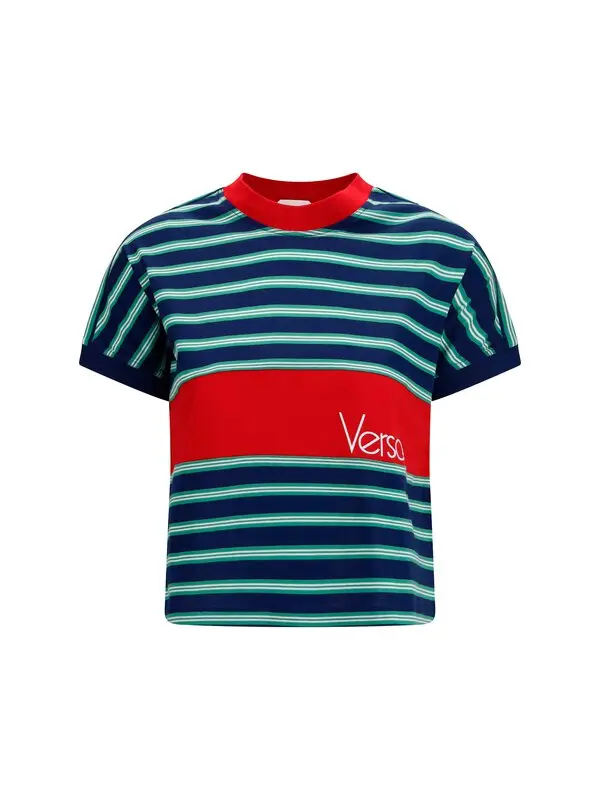 Versace Striped Cotton T-shirt - Multicolor