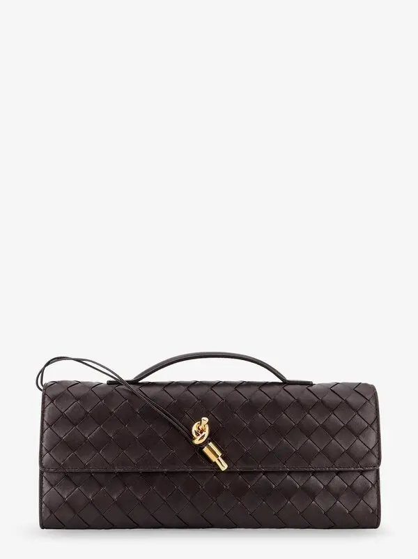 Bottega Veneta Andiamo Leather Clutch With Intrecciato Motif - Multicolor
