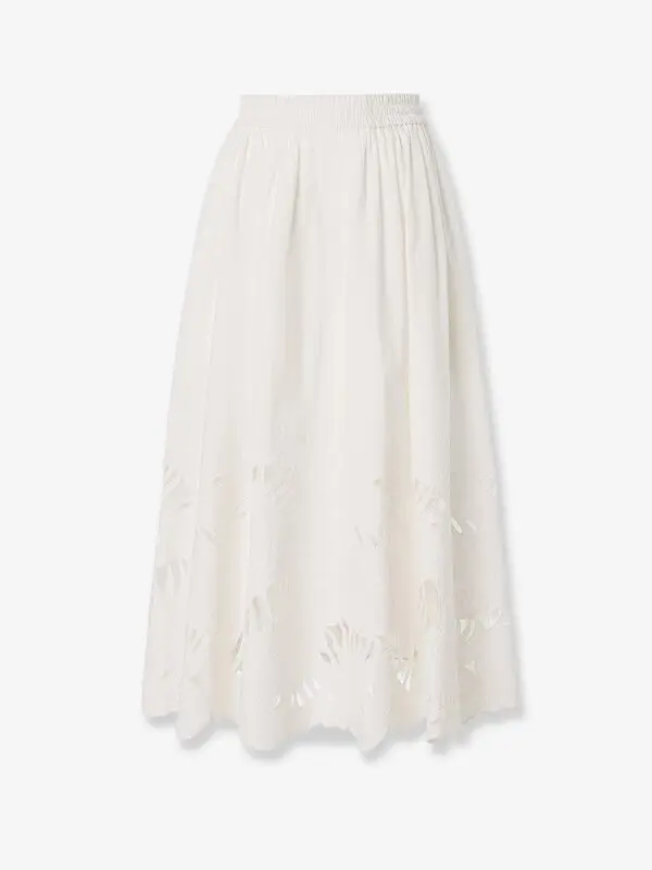 Zimmermann Mahon Cotton Skirt With Embroidered Detail - Cream