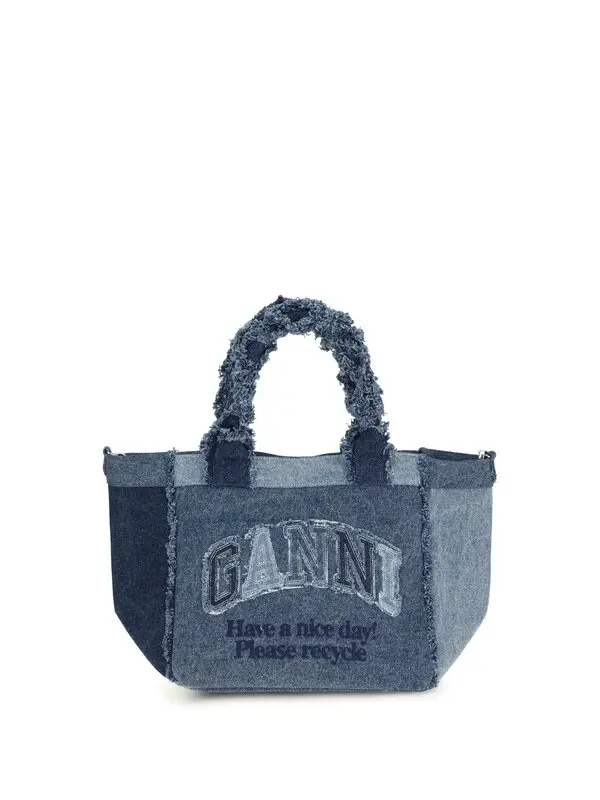 GANNI Small Trapeze Denim Shopper