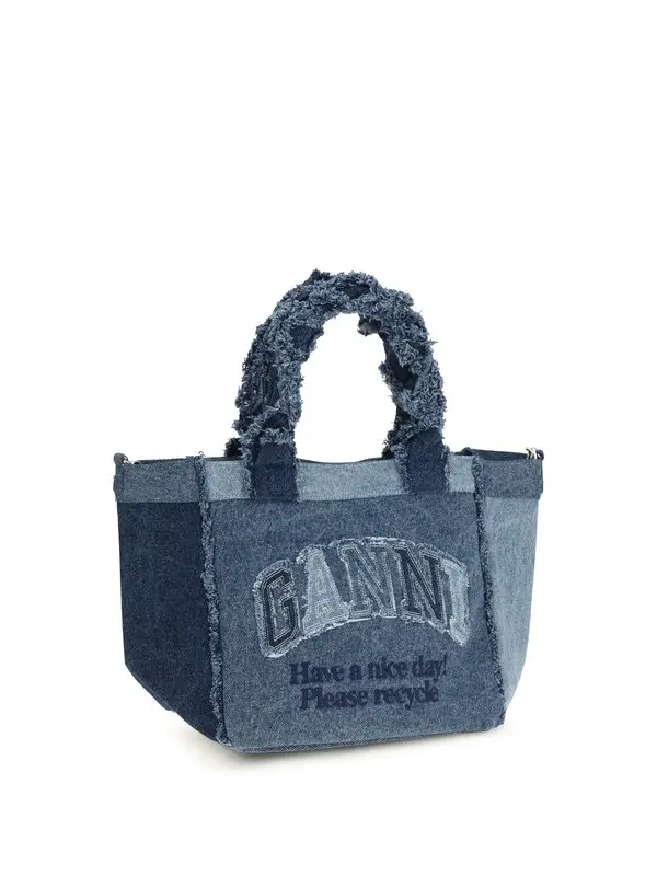 GANNI Small Trapeze Denim Shopper