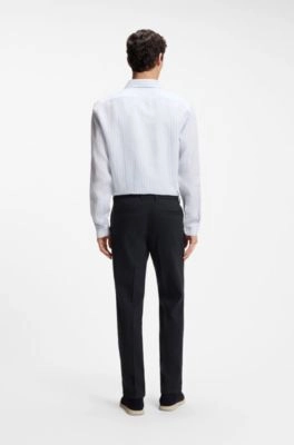 BOSS Trousers In Linen Blend With Modern Fit - Dark Blue