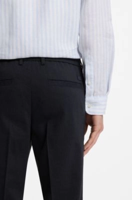 BOSS Trousers In Linen Blend With Modern Fit - Dark Blue