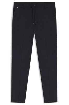 BOSS Trousers In Linen Blend With Modern Fit - Dark Blue
