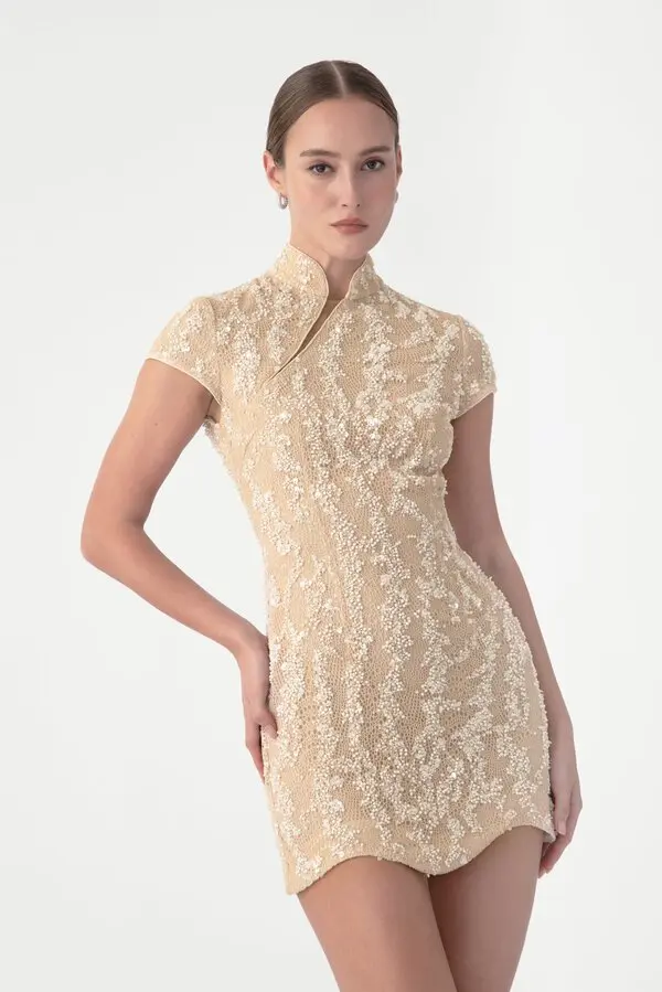 SAU LEE Lori Beaded Mini Dress