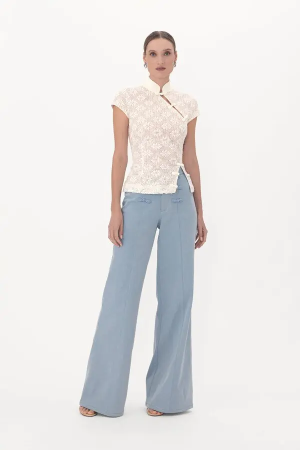 SAU LEE Iris Crochet Top