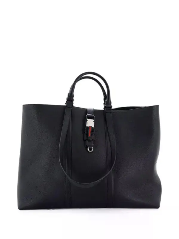 Gucci Web Buckle Top Handle Tote Leather Xl Satchel