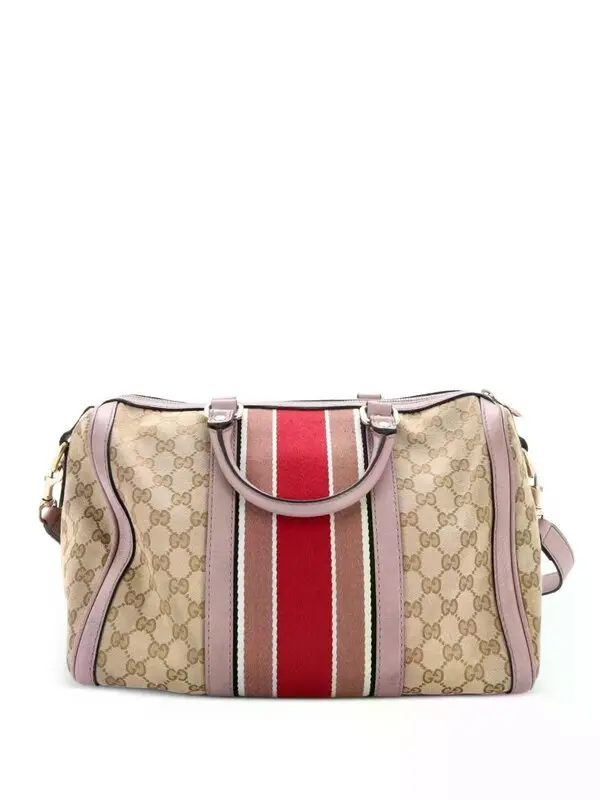 Gucci Vintage Web Boston Bag Gg Canvas Medium Satchel
