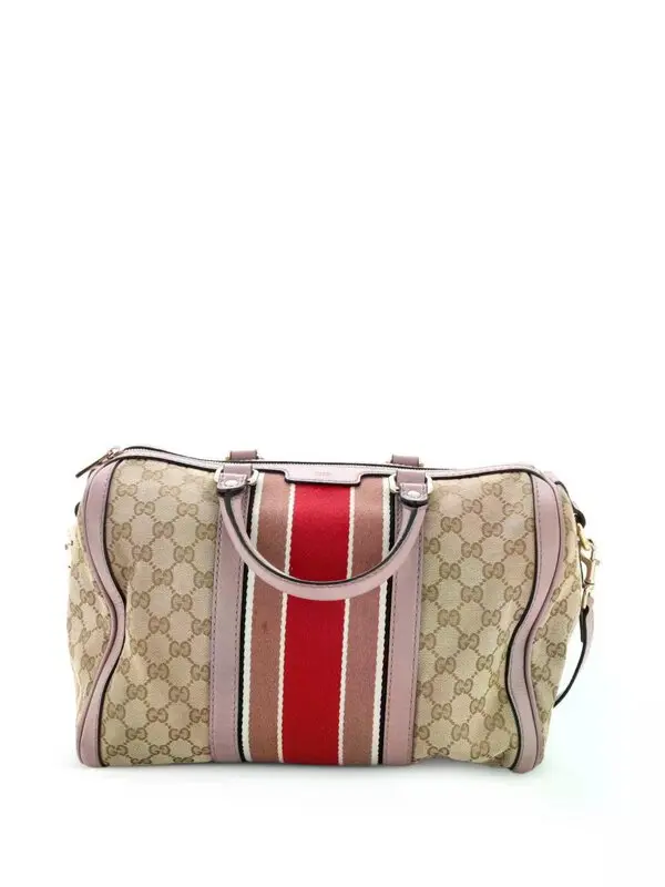 Gucci Vintage Web Boston Bag Gg Canvas Medium Satchel
