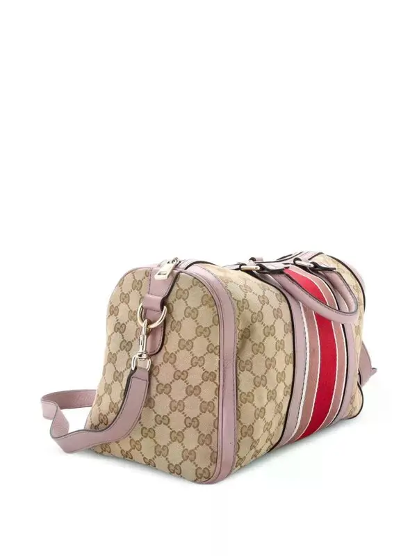Gucci Vintage Web Boston Bag Gg Canvas Medium Satchel