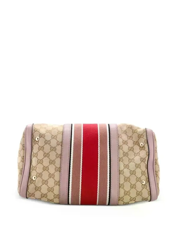 Gucci Vintage Web Boston Bag Gg Canvas Medium Satchel