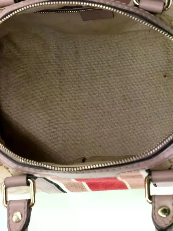 Gucci Vintage Web Boston Bag Gg Canvas Medium Satchel