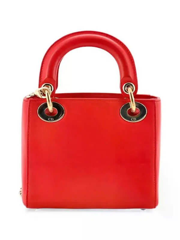 Dior Lady Chain Bag Limited Edition Embroidered Leather Mini Tote - Red