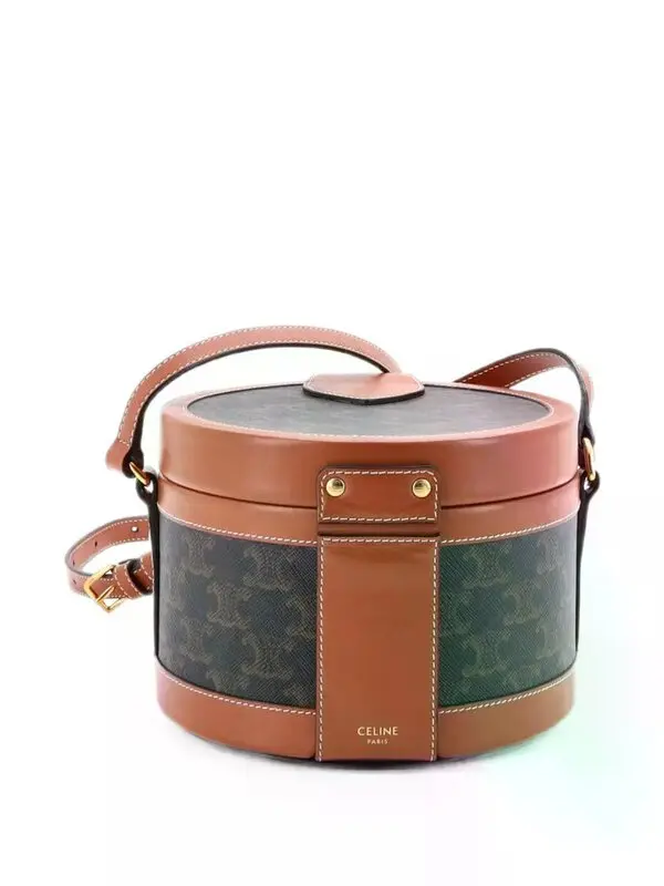 Celine Tambour Triomphe Coated Canvas Medium Crossbody Bag - Brown