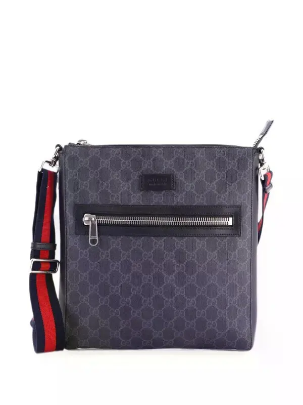 Gucci Gg Coated Canvas Web Strap Front Zip Messenger Bag