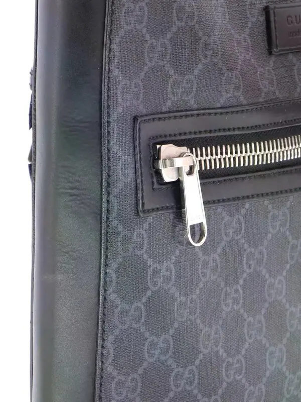 Gucci Gg Coated Canvas Web Strap Front Zip Messenger Bag