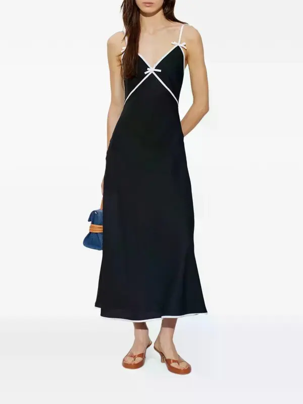 Moschino Spaghetti Strap V-neck Dress With Bow Detail